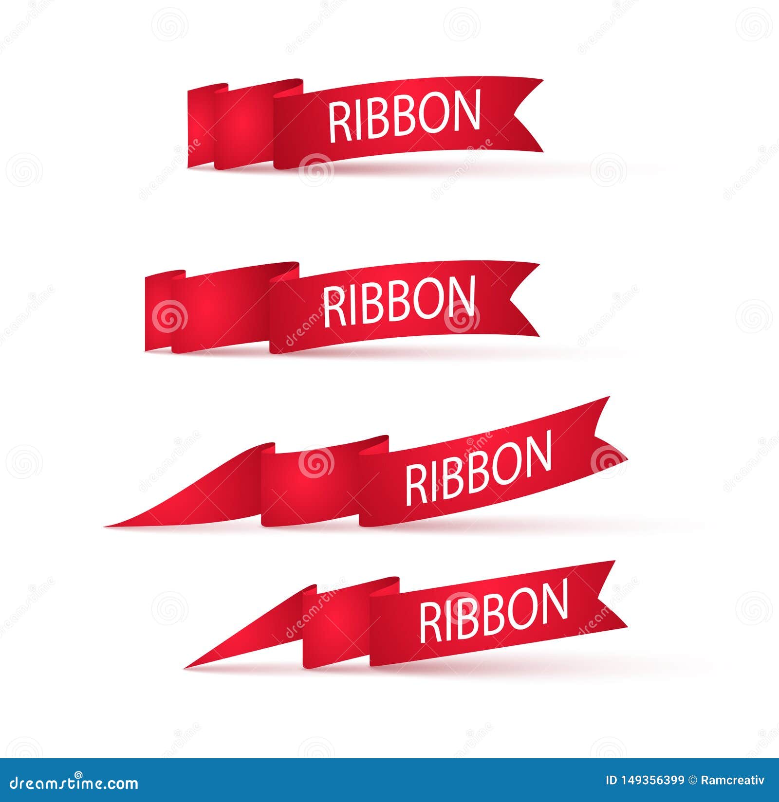 Red Ribbons Banners. Set of Advertising Signs Stock Vector ...