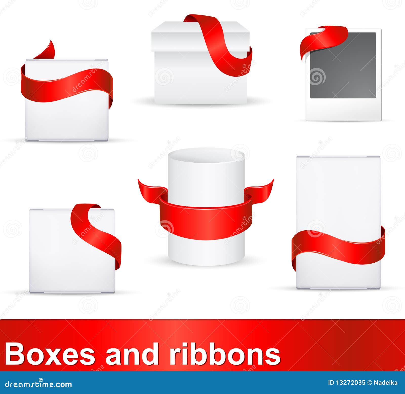Red ribbons on boxes stock vector. Illustration of gift - 13272035
