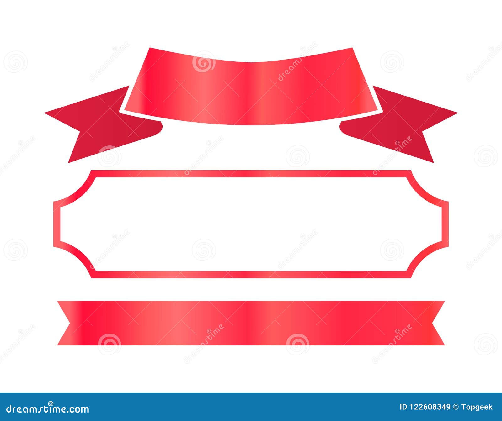 Red Ribbons and Frame for Certificate Decor Set Stock Vector ...