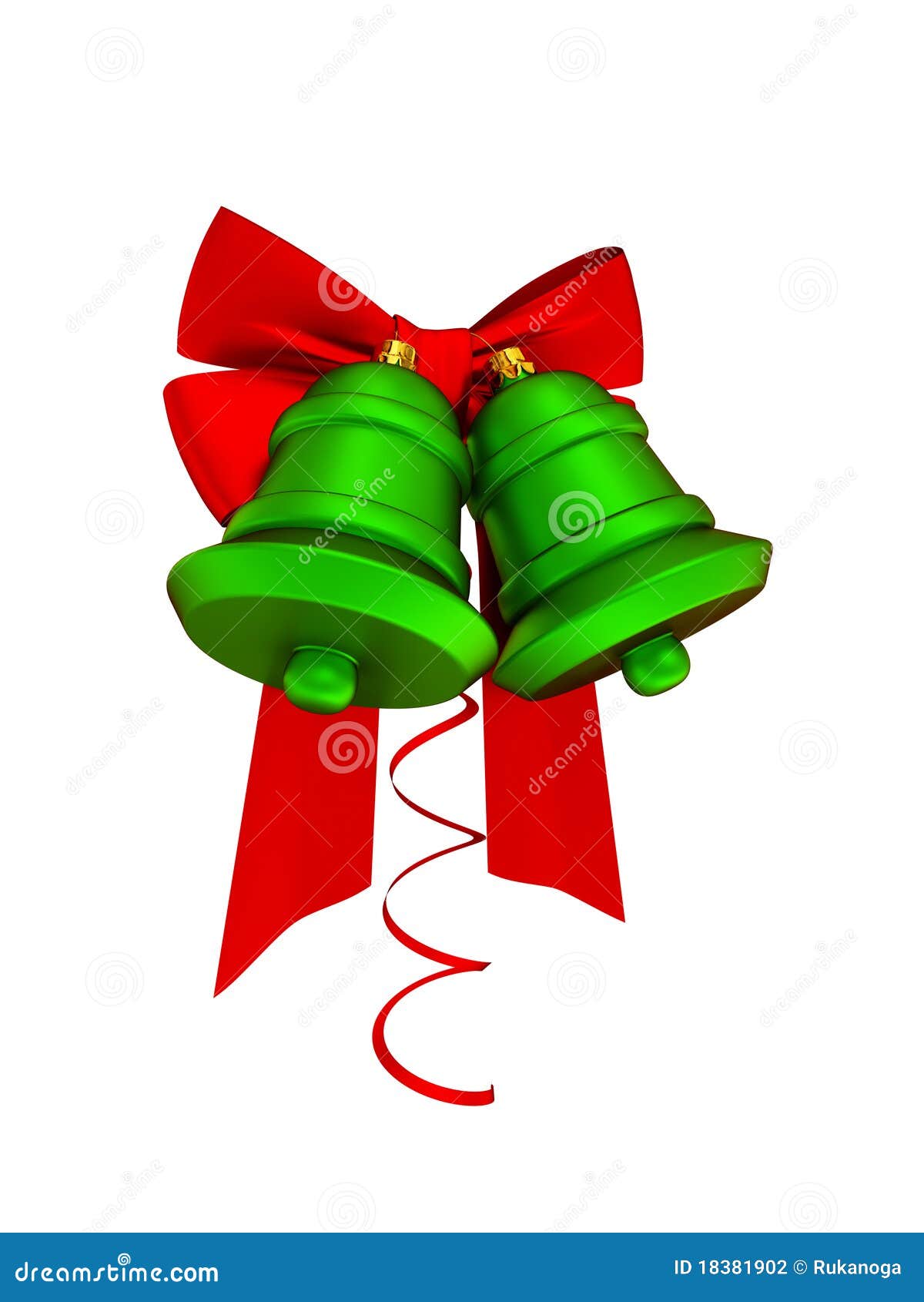 Red Ribbons and Green Bells Stock Illustration - Illustration of gift ...