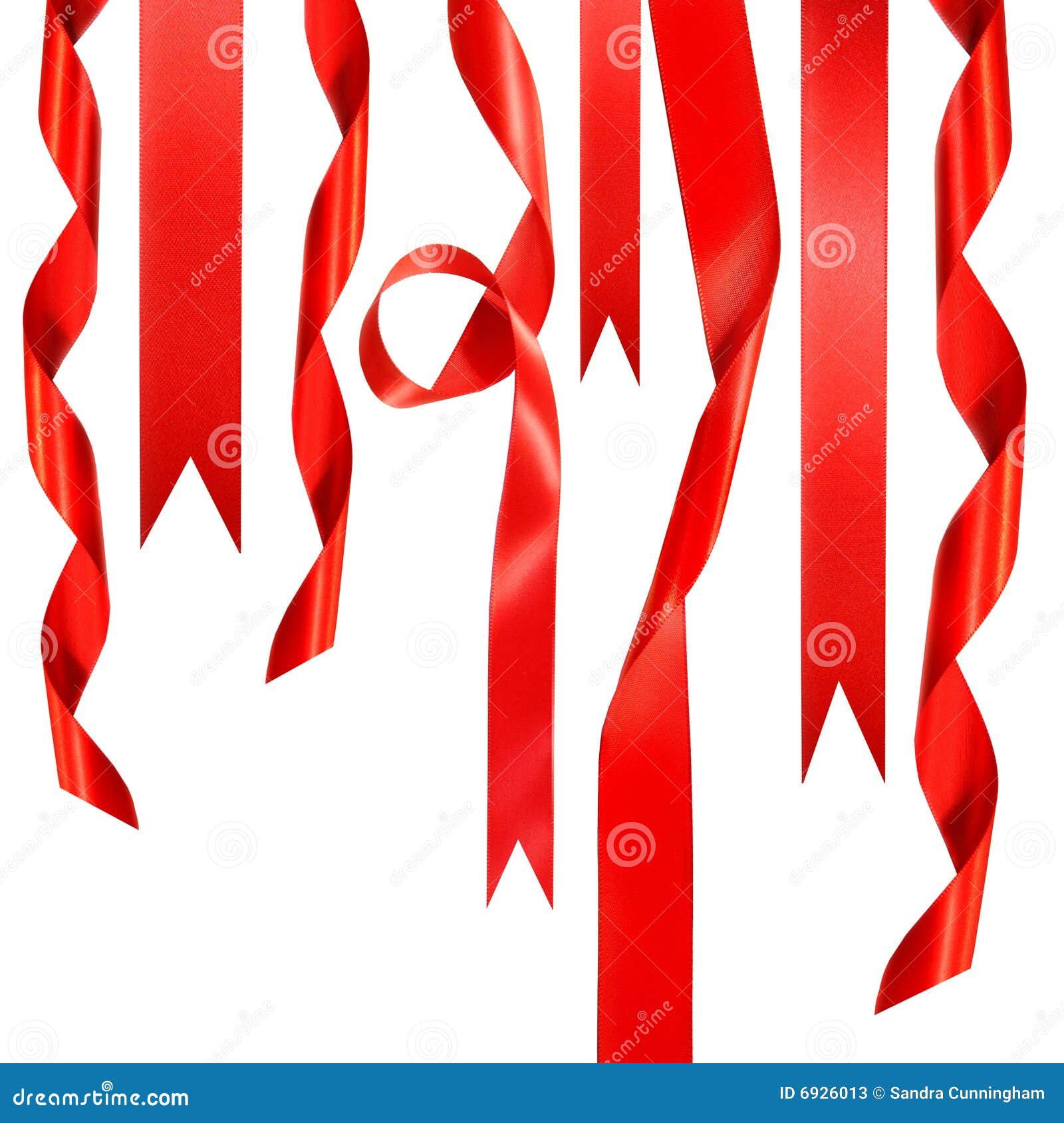 Red Ribbons Hanging Down On White Stock Photos - Image: 6926013