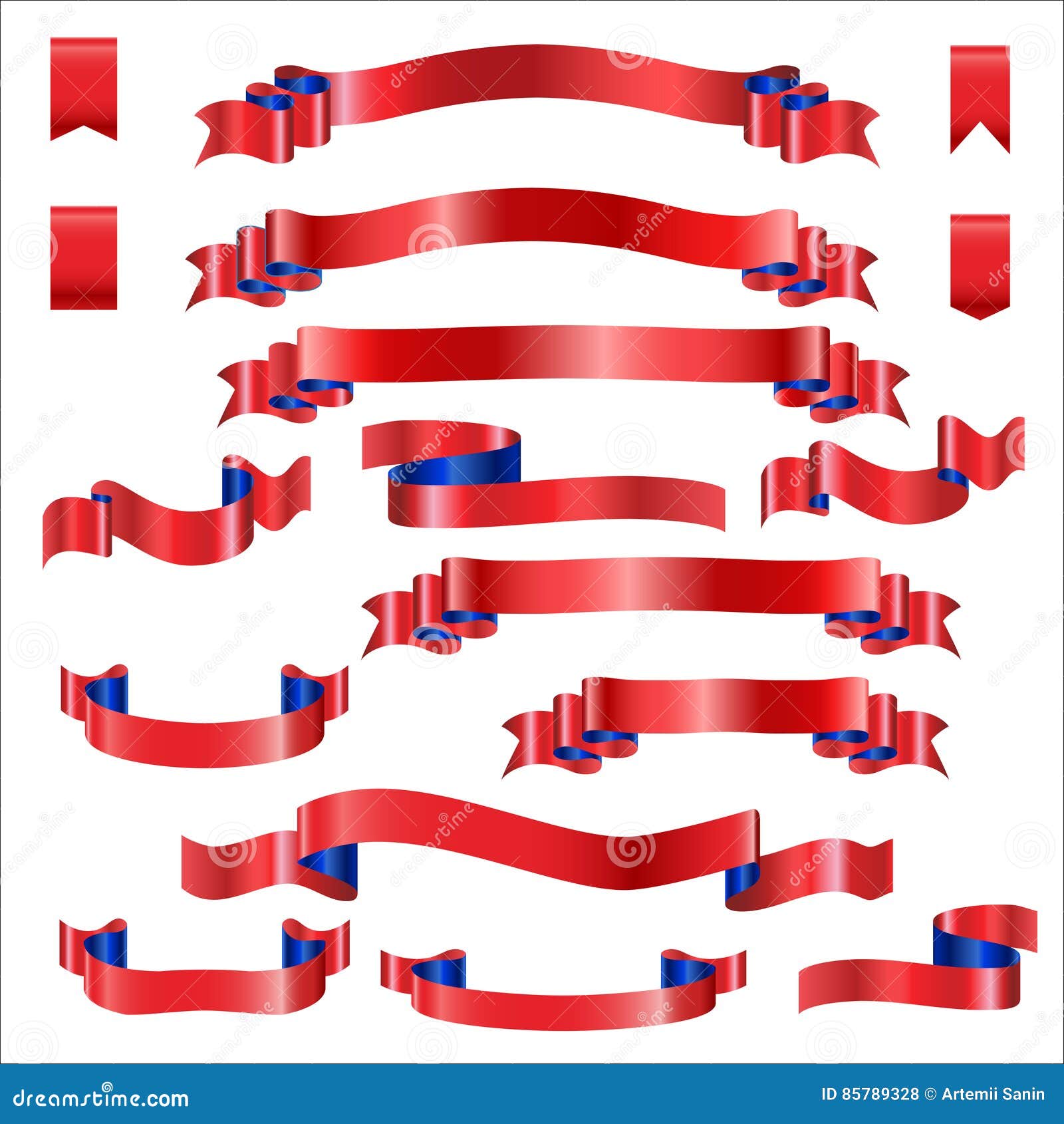 Red Ribbons Set with Gradient, Vector Illustration Stock Vector ...