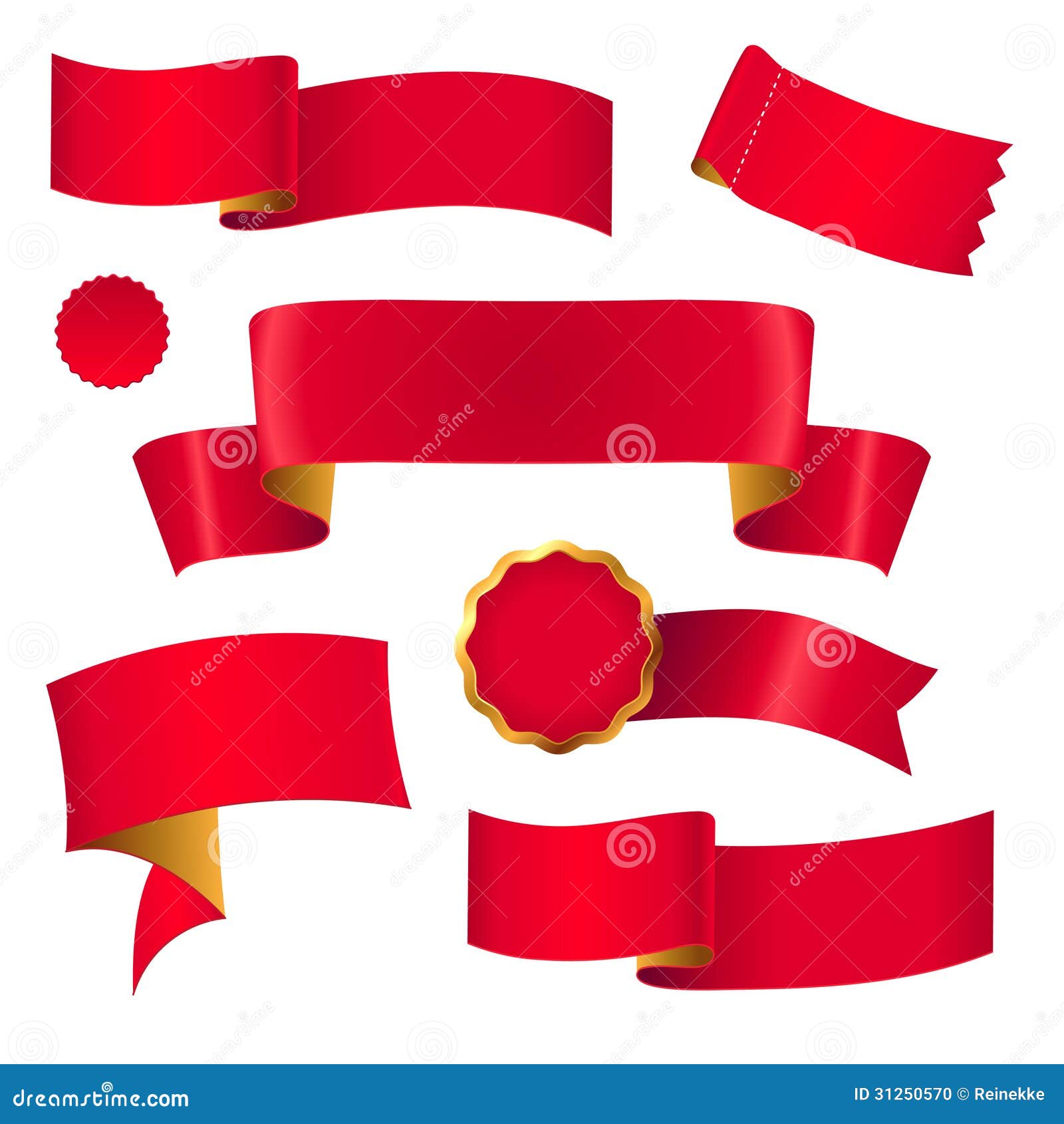 Red ribbons set stock vector. Illustration of background - 31250570