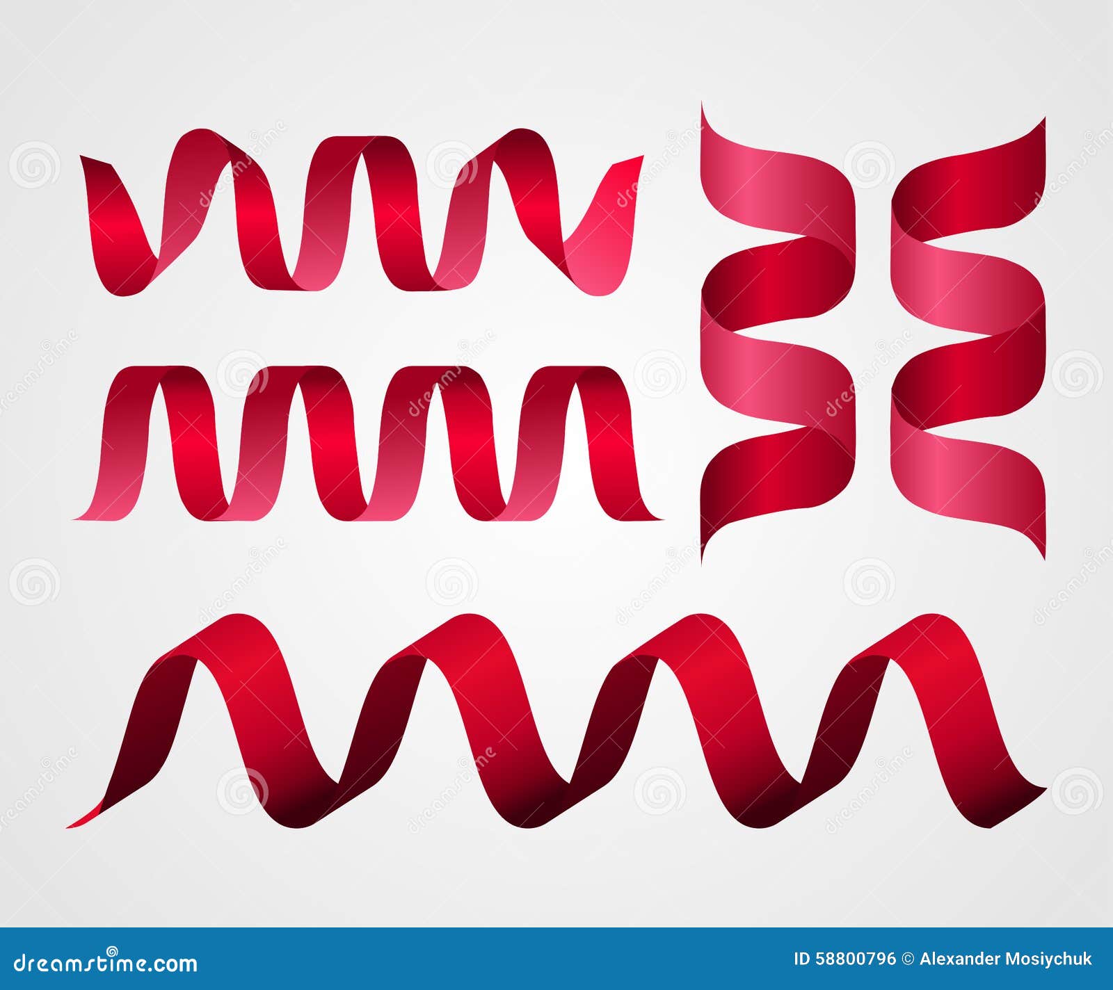 Red ribbons set stock vector. Illustration of banner - 58800796
