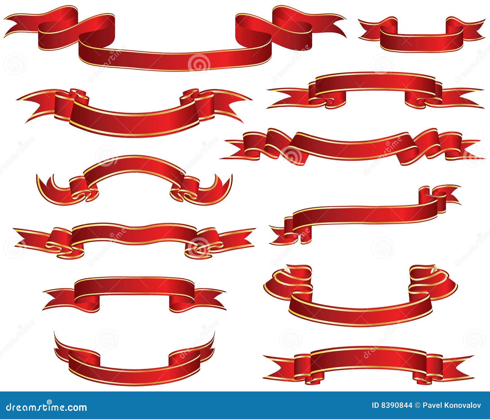 Red ribons set stock vector. Illustration of frame, graphic - 8390844