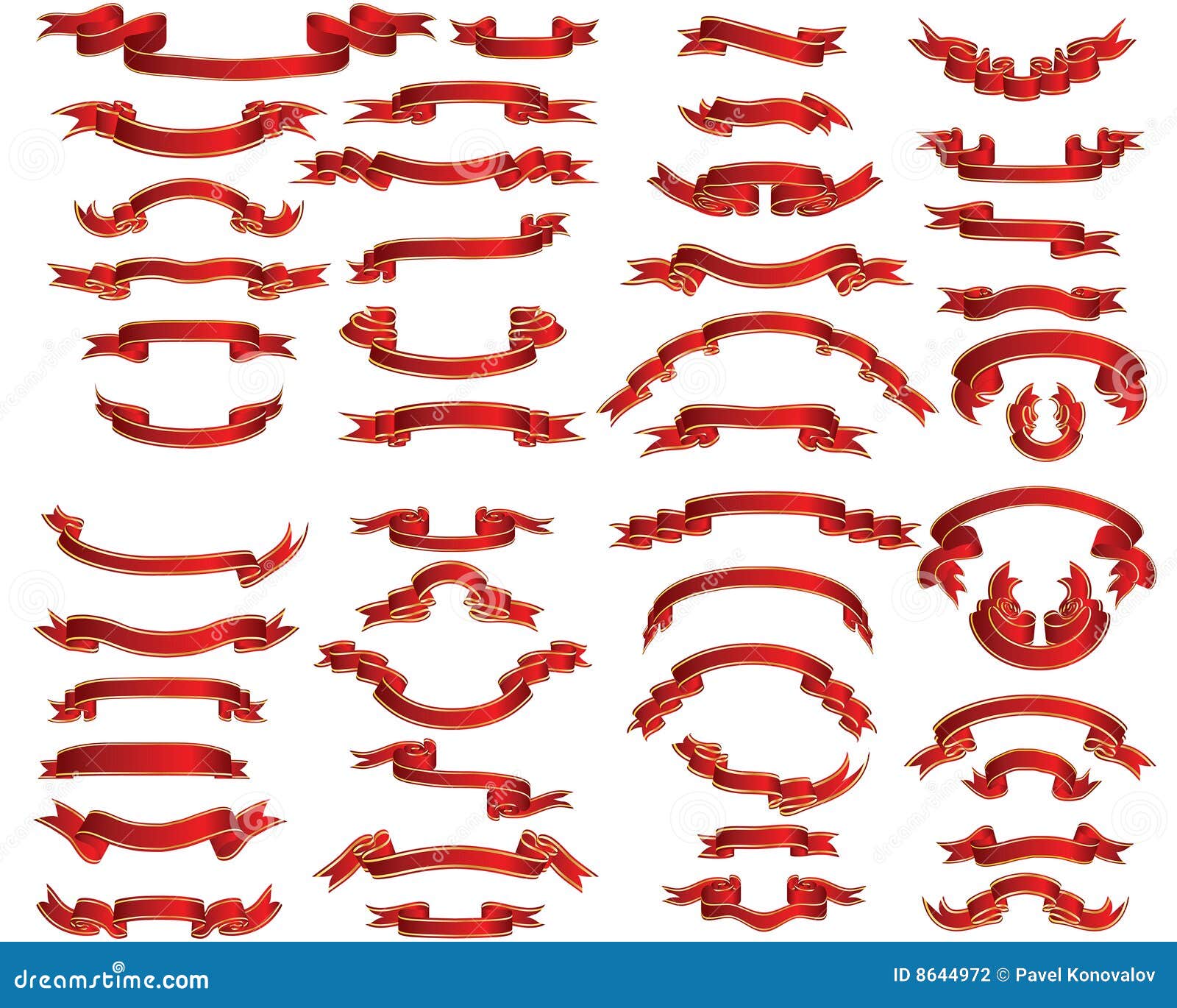 Red ribons set stock vector. Illustration of graphic, decorations - 8644972