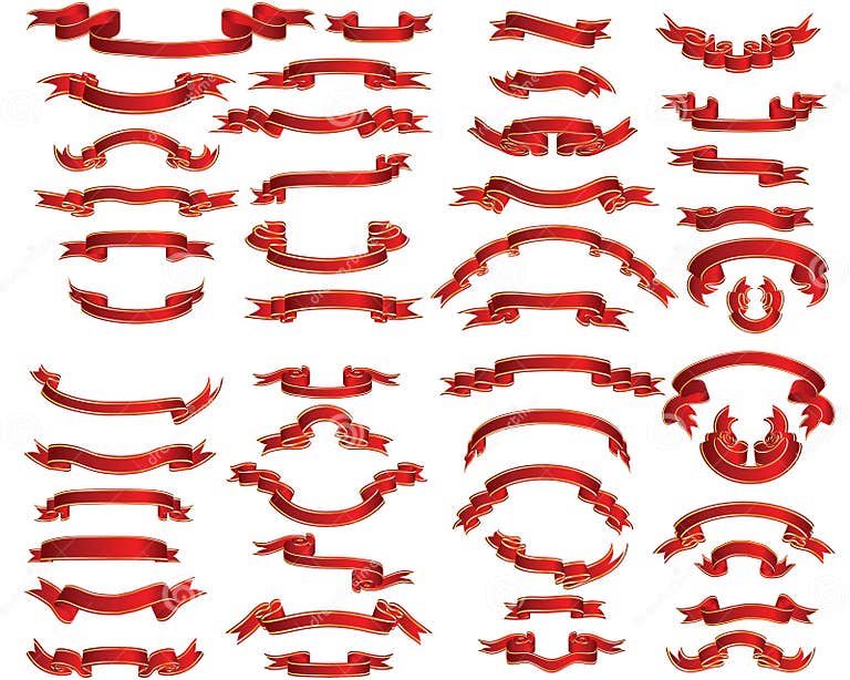 Red ribons set stock vector. Illustration of graphic, decorations - 8644972