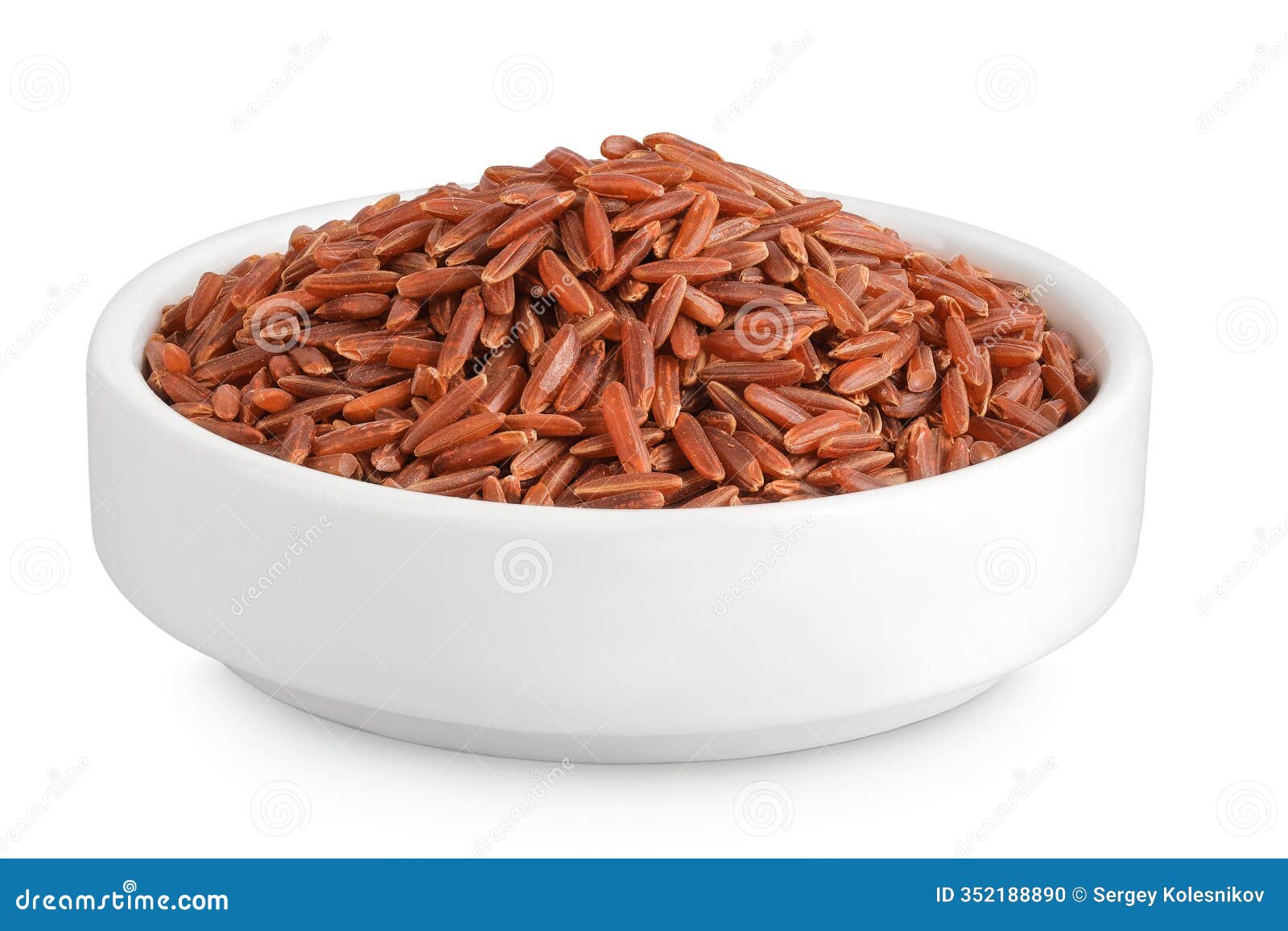 Red Rice in a Ceramic Bowl Isolated on White Background Stock Photo ...