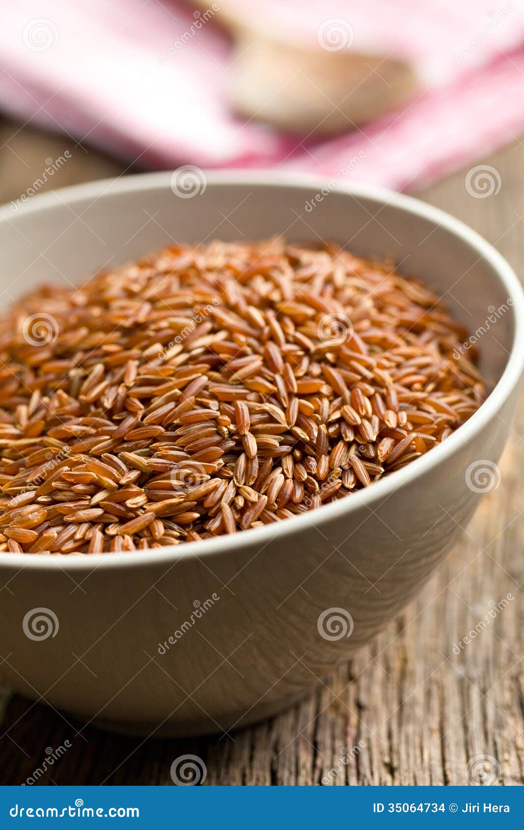 Red rice in ceramic bowl stock photo. Image of nutrition - 35064734