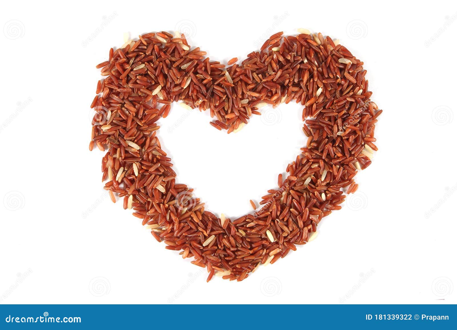 The Red Rice in Heart Shape, on White Background Stock Photo - Image of ...