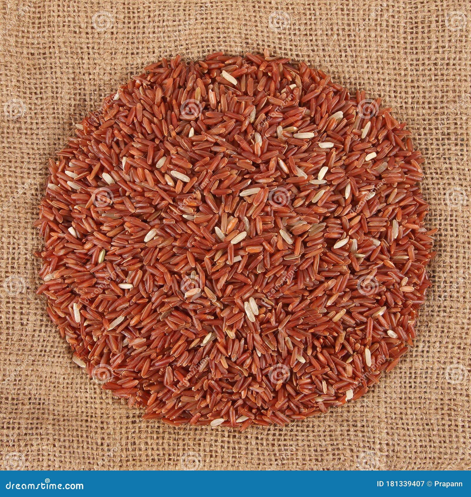 The Red Rice on Sack Cloth Top View Stock Image - Image of cloth, seed ...