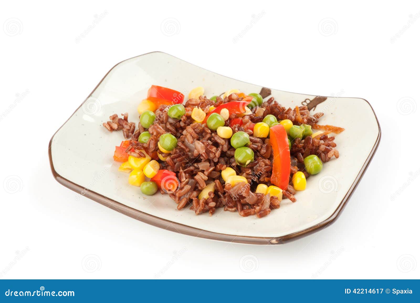 Red rice with vegetables stock image. Image of meal, pepper - 42214617