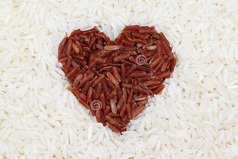 Red rice and white rice stock image. Image of heart, health - 24766375