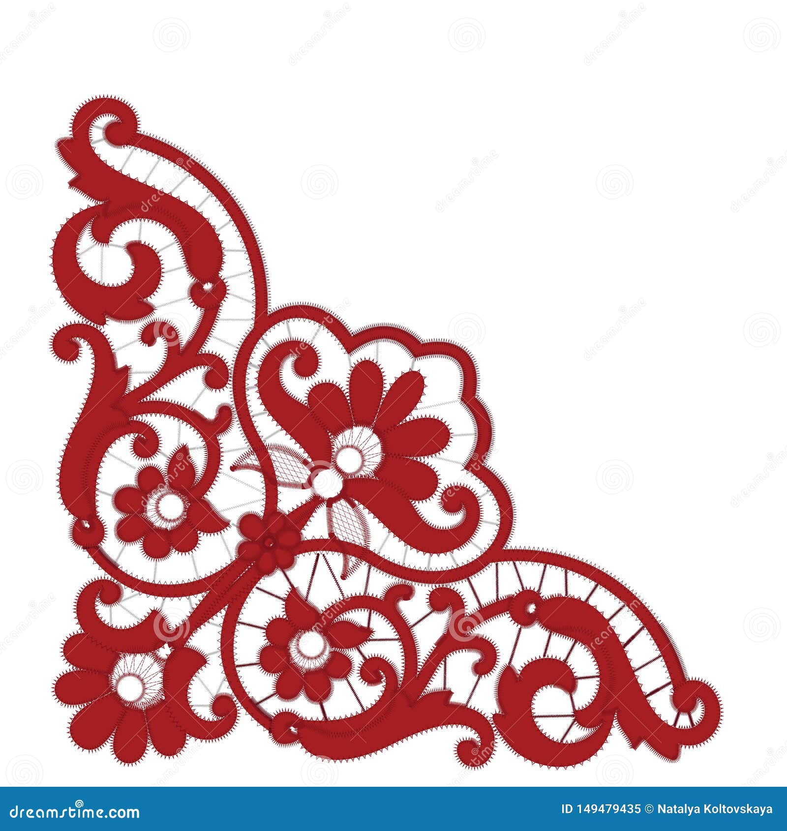 Red Richelieu Embroidery Patterns on the White Background Stock Vector ...