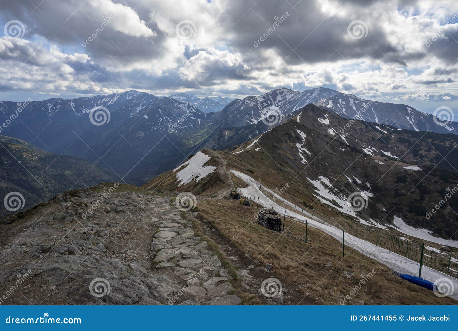 The Red Ridge Trail from Kasprowy Peak. Tatra Mountains Stock Image ...
