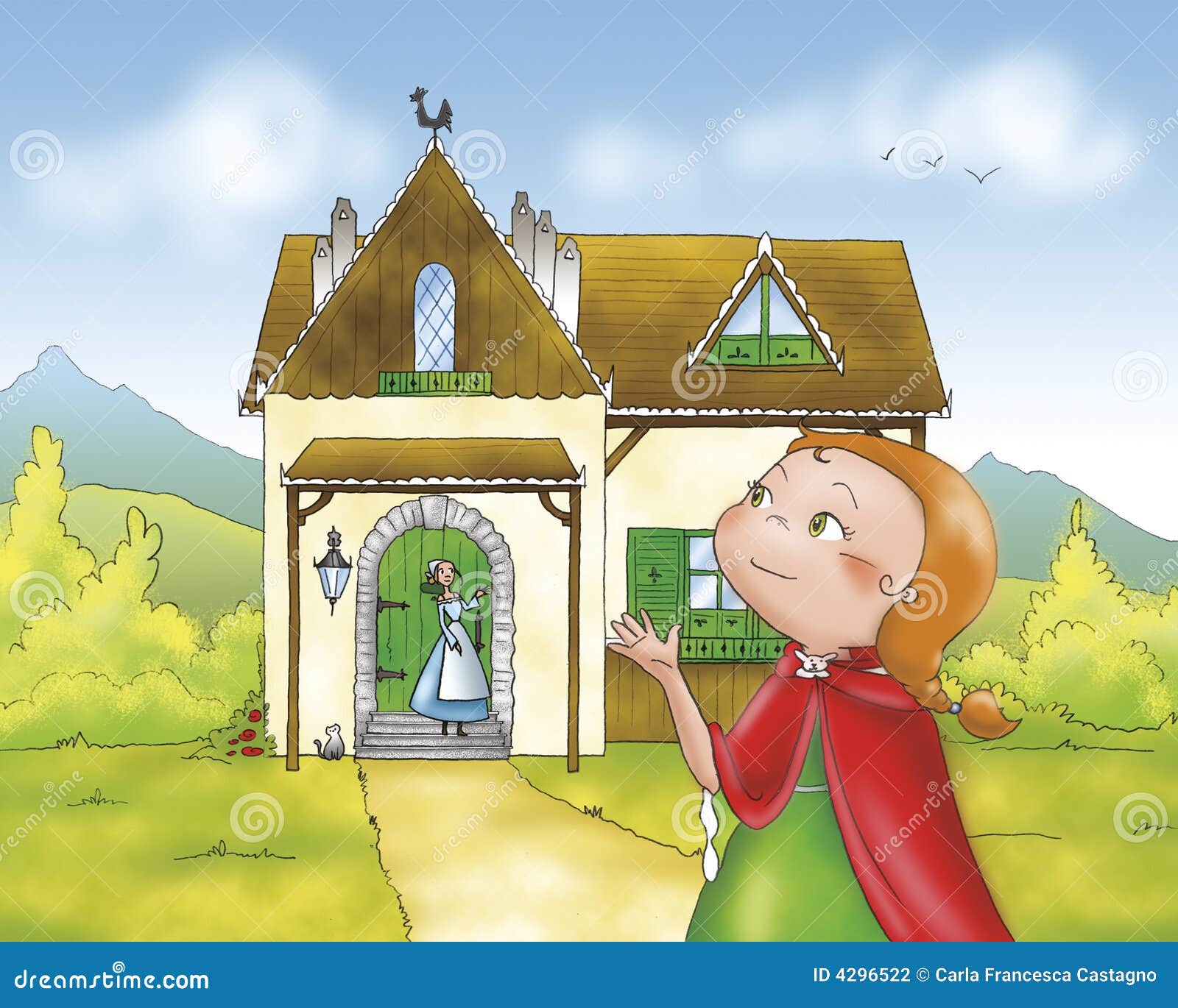 Red Riding Hood is Going Away Stock Illustration - Illustration of girl ...