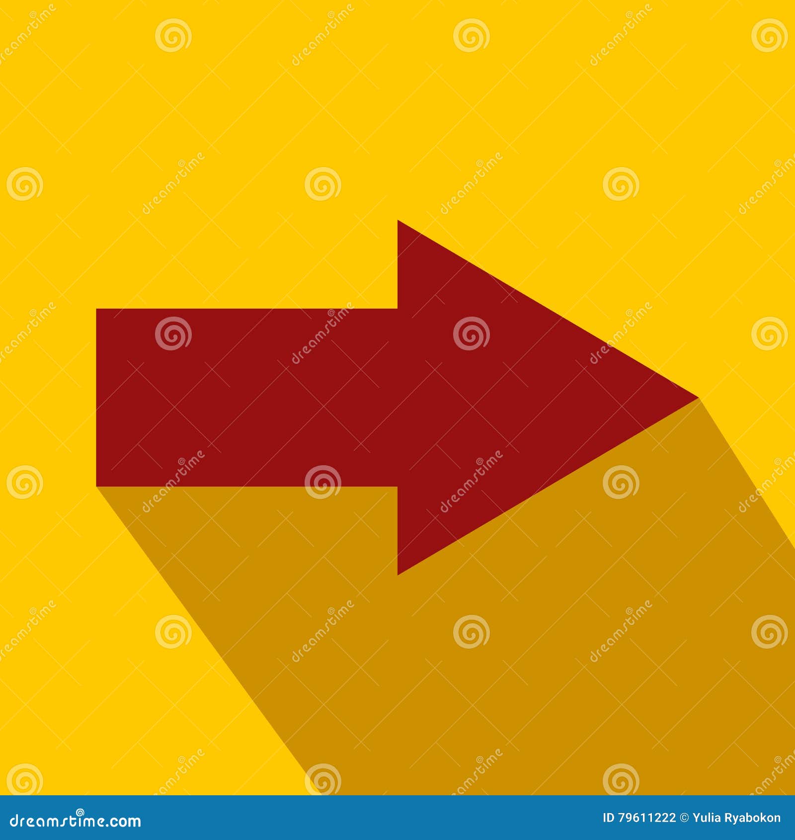 Red right arrow flat icon stock vector. Illustration of multimedia ...