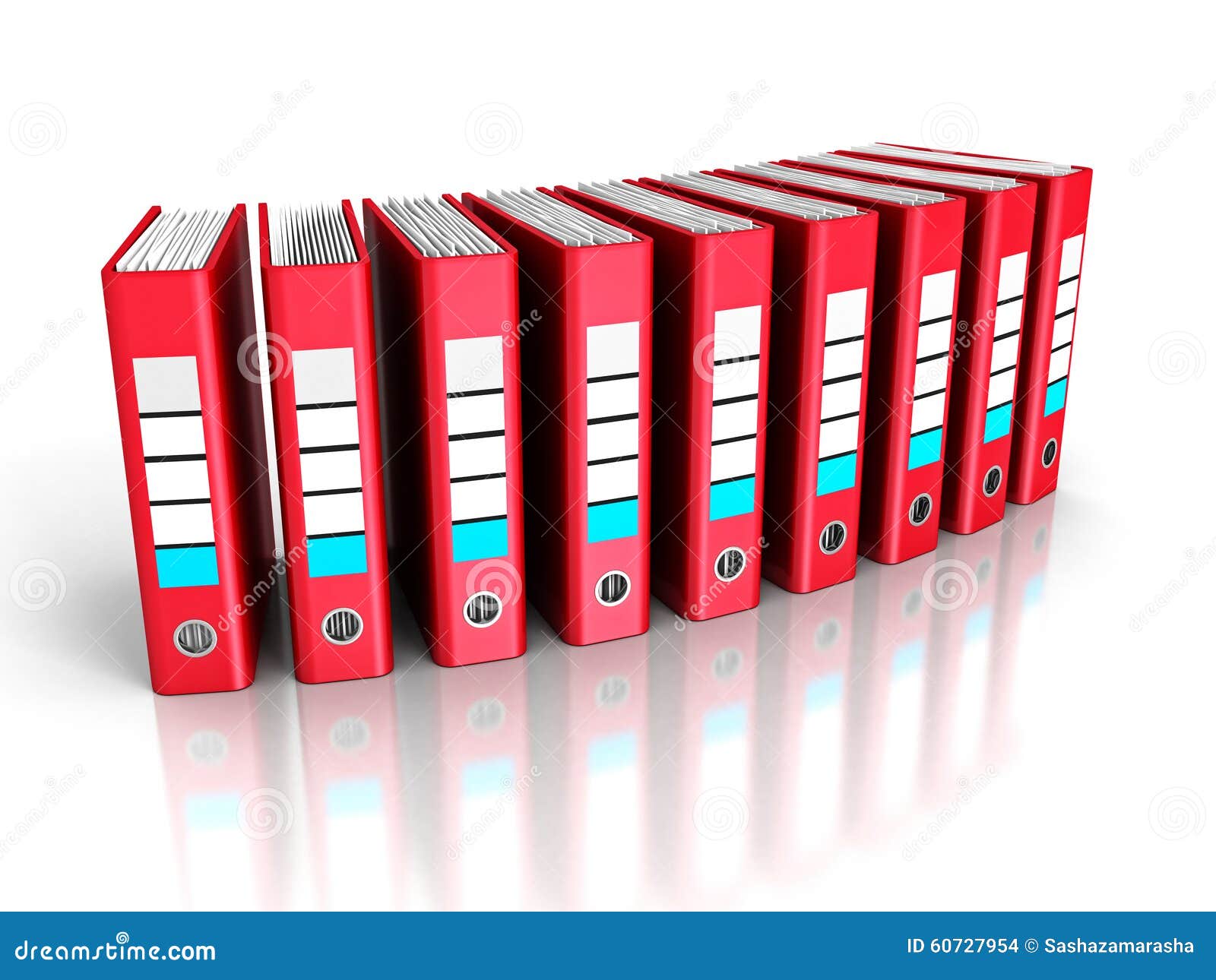 Red Ring Binder Folders on White Background Stock Photo - Image of data ...