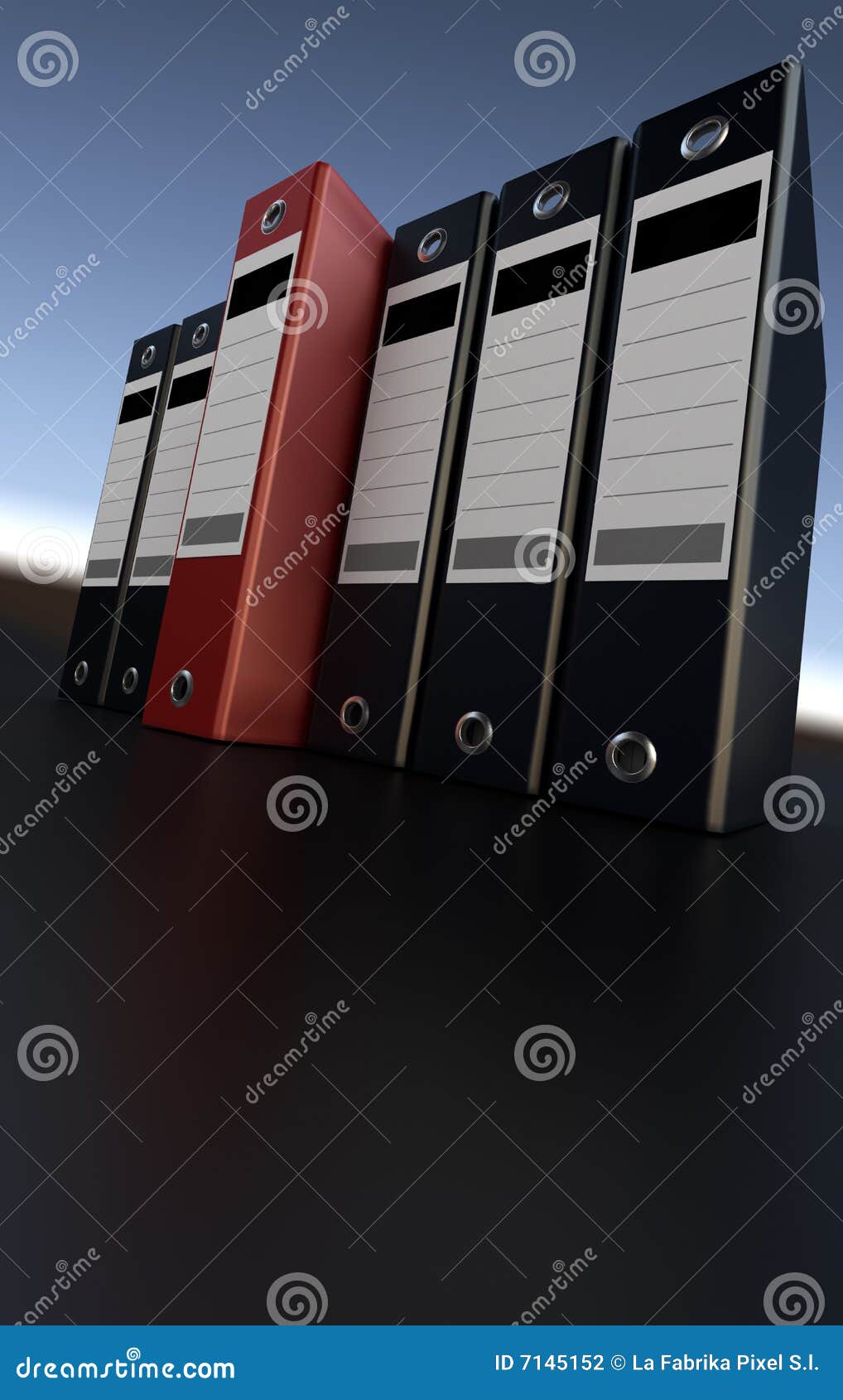 Red Ring Binder Standing Out from Black Ones Stock Photo - Image of ...