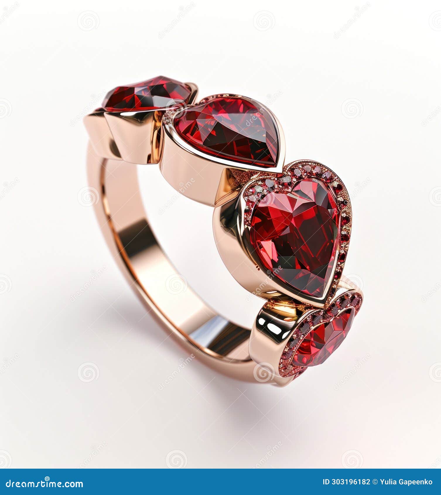 A Red Ring and Hearts, Around a White Background Stock Illustration ...