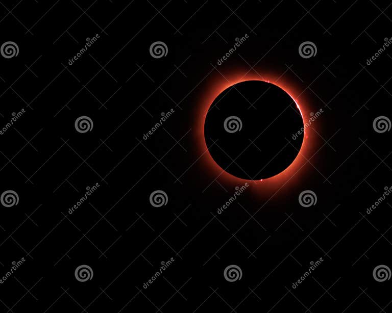 A Fiery Red Ring Surrounds the Moon during Totality of Eclipse Stock ...