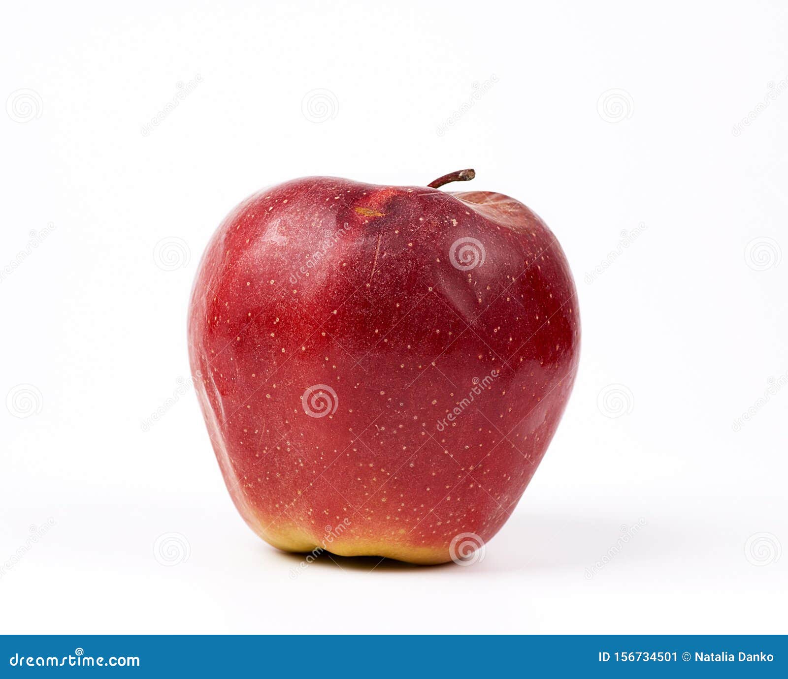 Red Ripe Apple with Defects on a White Background Stock Image - Image ...