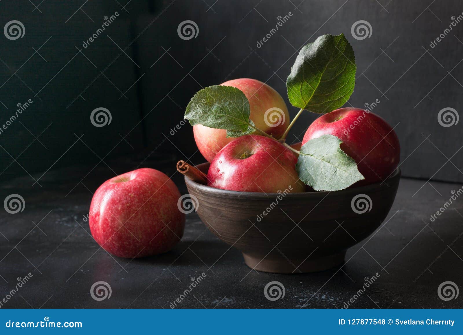 Red Ripe Apple in Vase on Dark. Stock Photo - Image of harvest, ripe ...