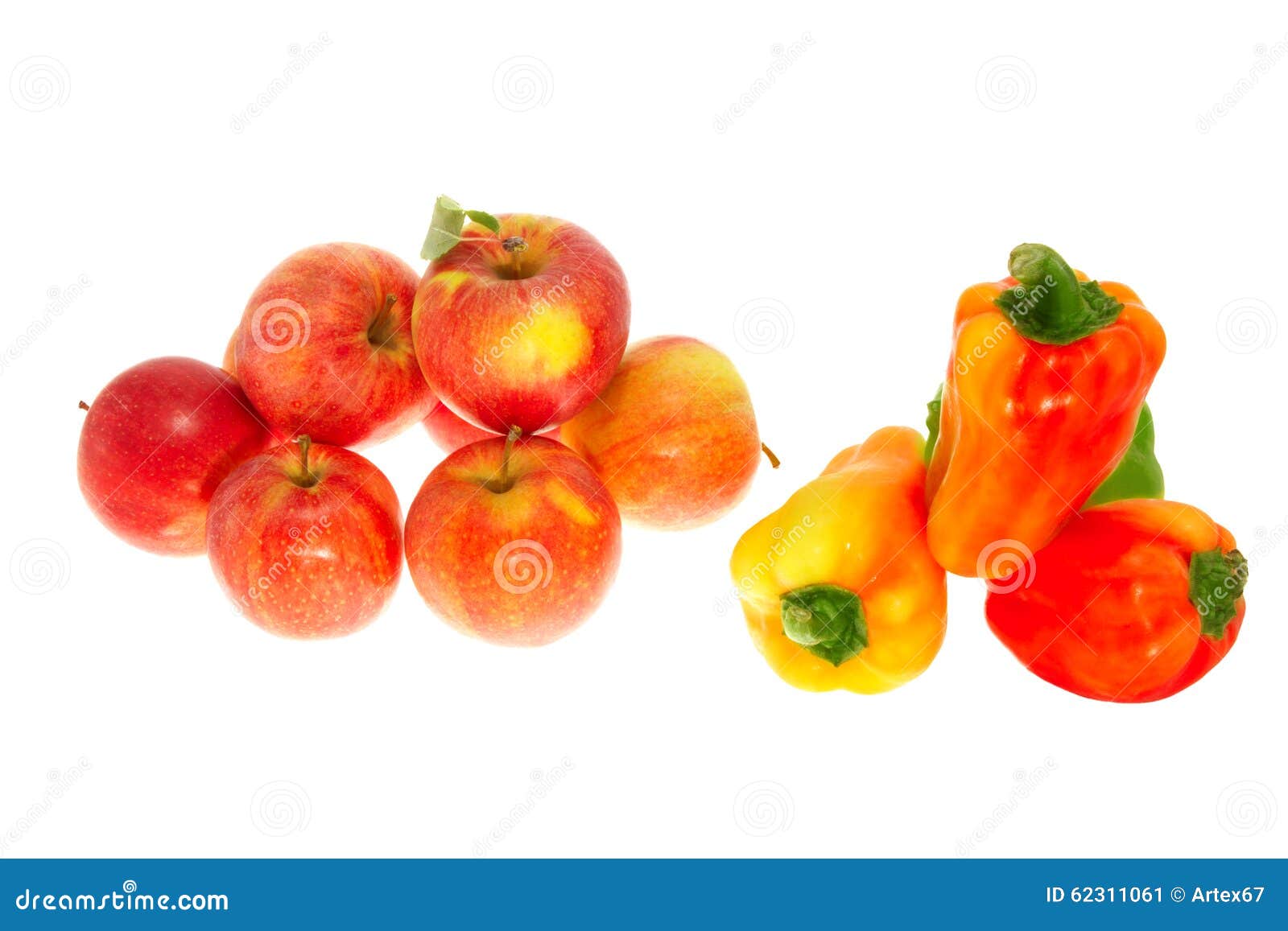 Red Ripe Apples and Sweet Pepper on a White Background Stock Image ...
