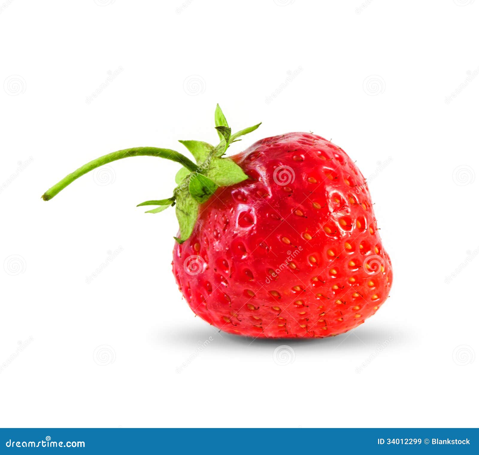 Red Ripe Strawberry with Leaves. Isolated on White Stock Image - Image ...