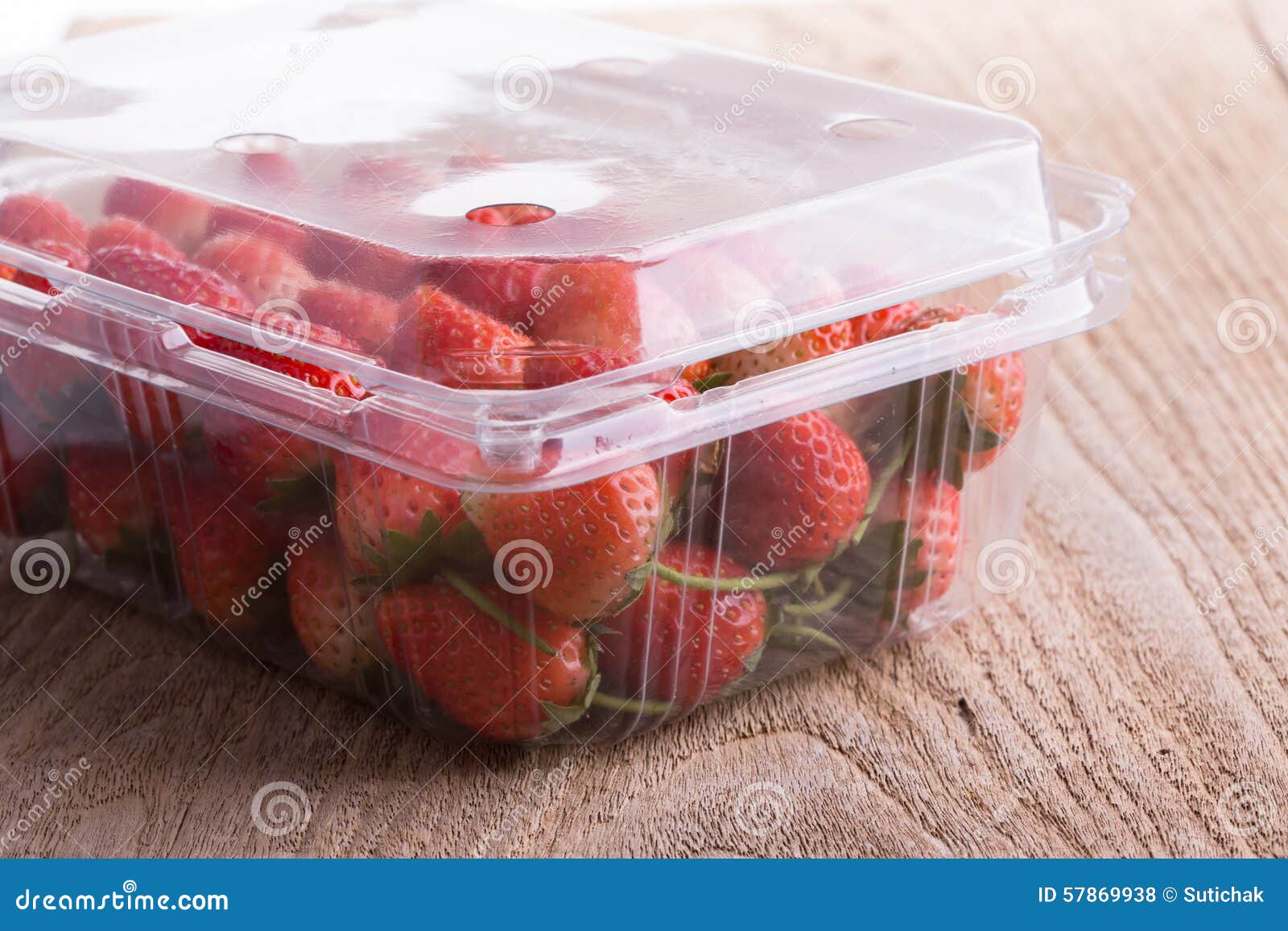 Red Ripe Strawberry in Plastic Box of Packaging Stock Photo - Image of ...