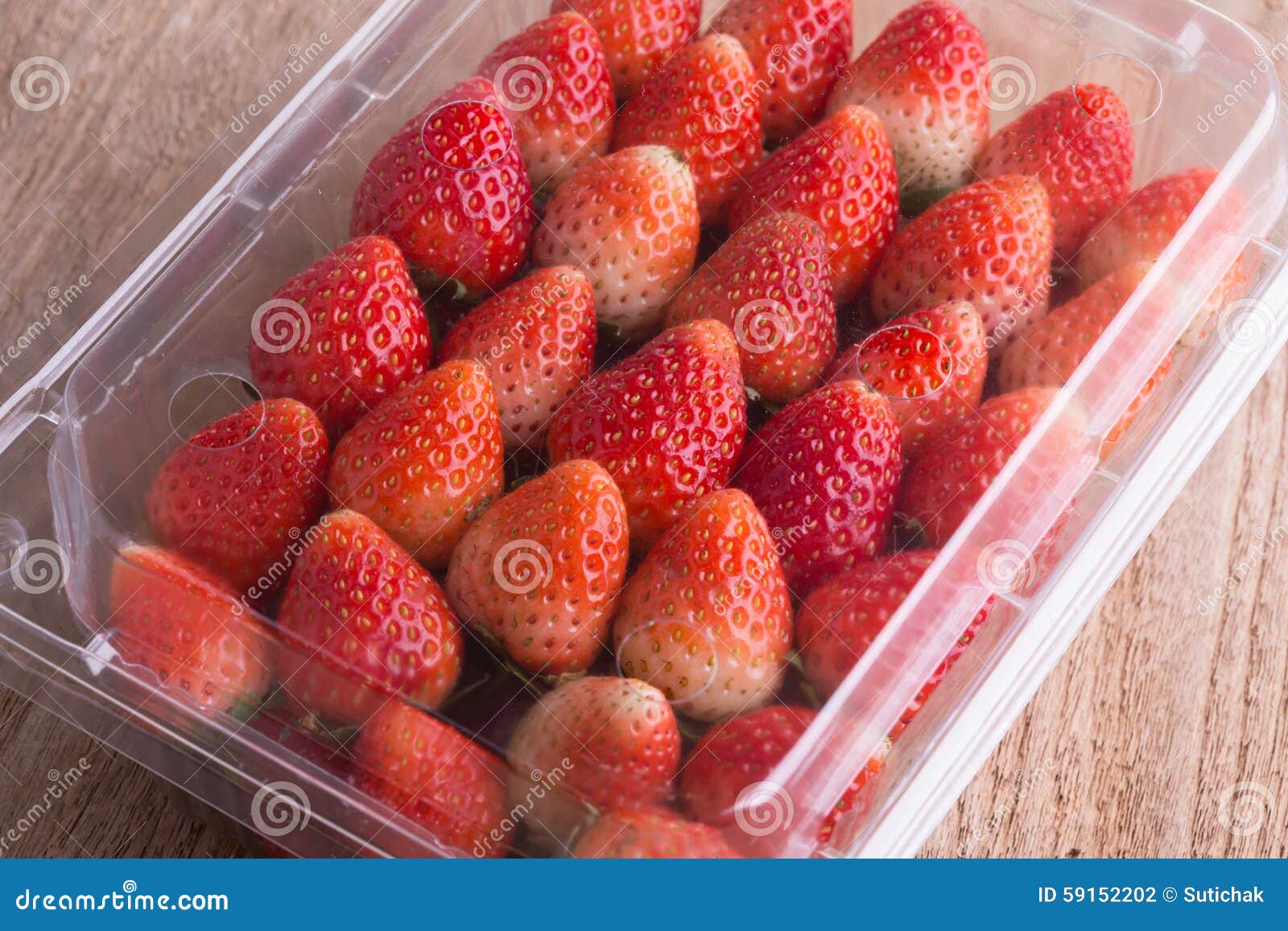 Red Ripe Strawberry in Plastic Box of Packaging Stock Photo - Image of ...