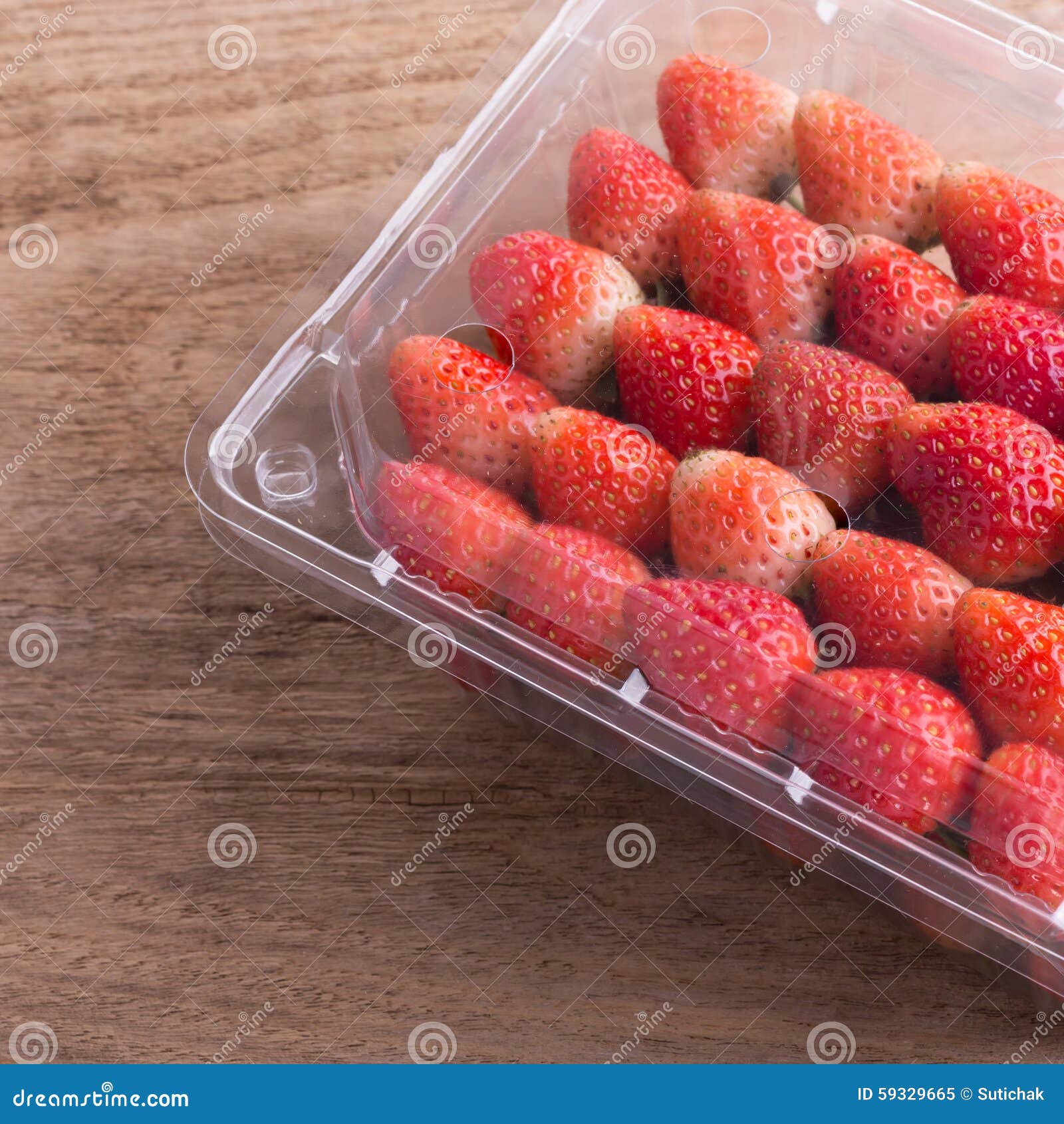 Red Ripe Strawberry in Plastic Box of Packaging Stock Image - Image of ...