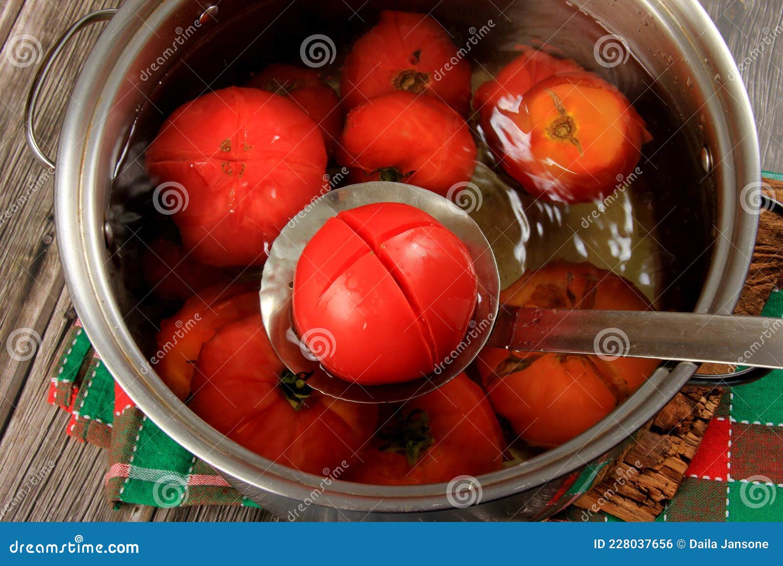 Red Ripe Tomatoes in a Pot of Hot Water. Boiled Tomatoes Stock Photo ...