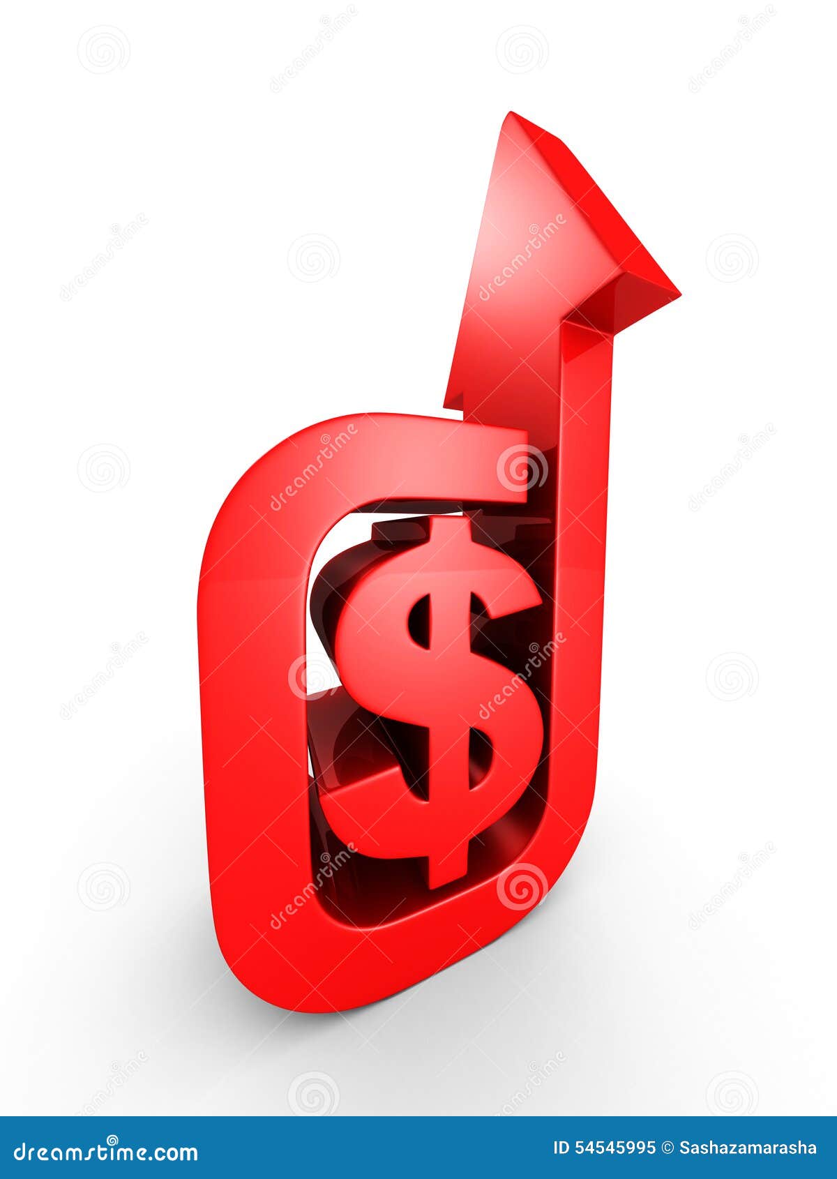 Red Rising Up Arrow with Dollar Currency Symbol Stock Illustration ...