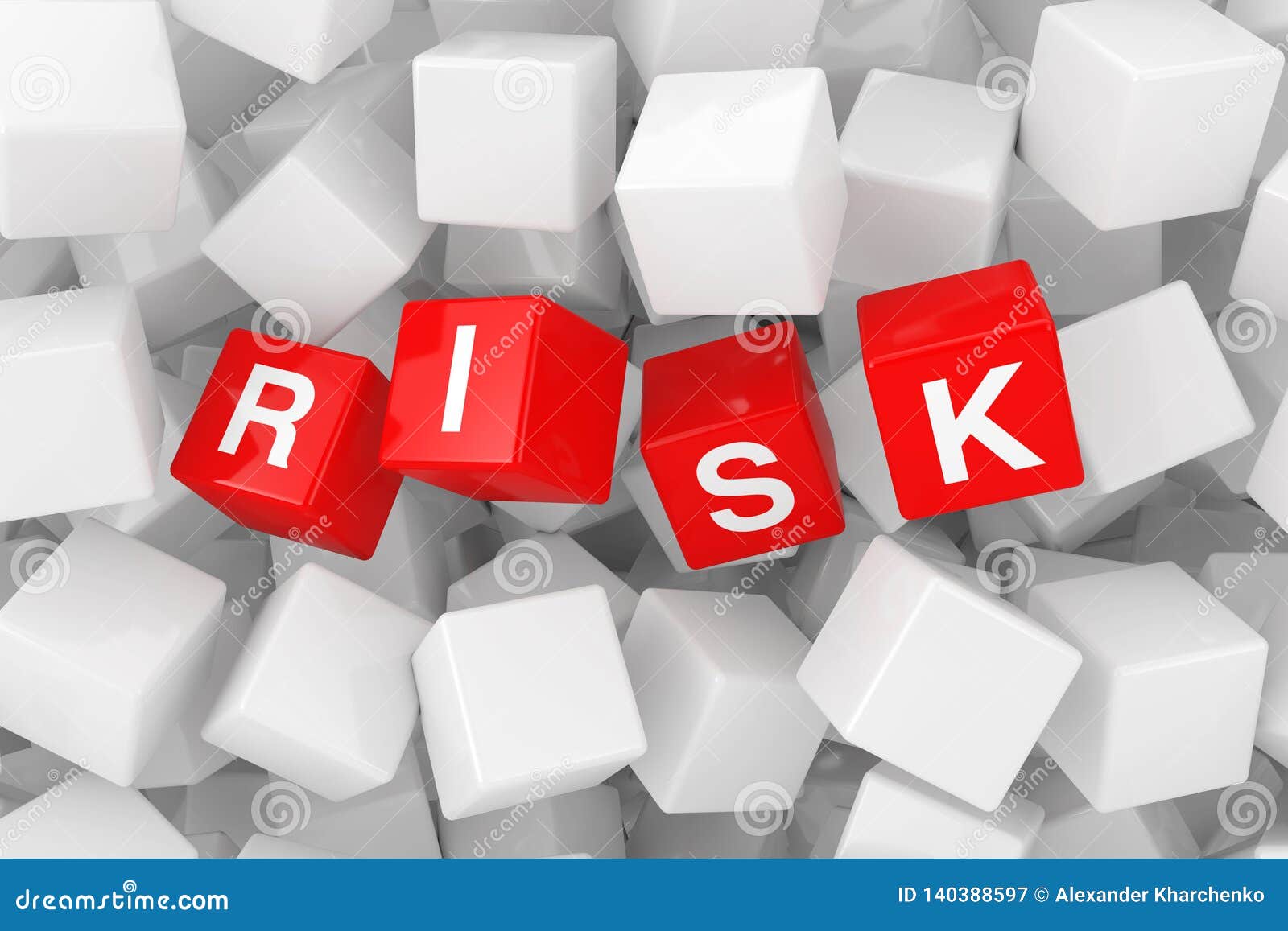 Red Risk Cubes in Heap of White Blank Cubes. 3d Rendering Stock Image ...