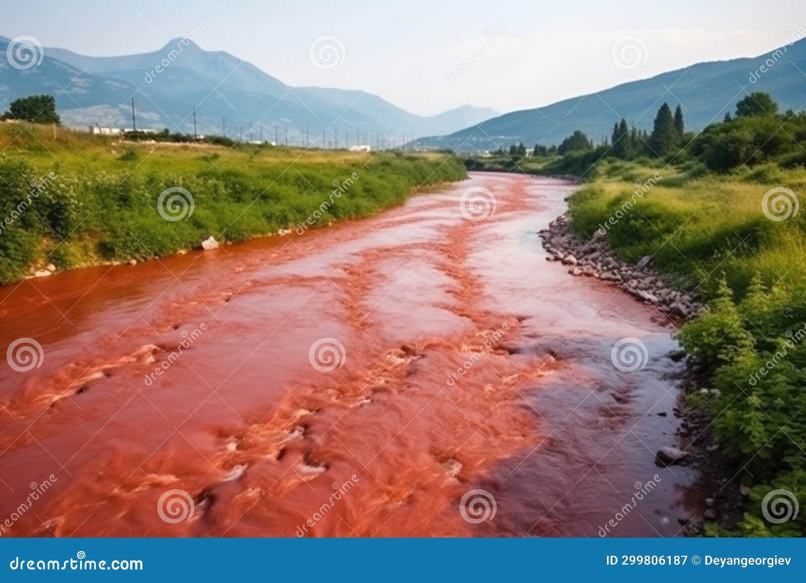 Red River Polluted by Toxic Waste Stock Illustration - Illustration of ...