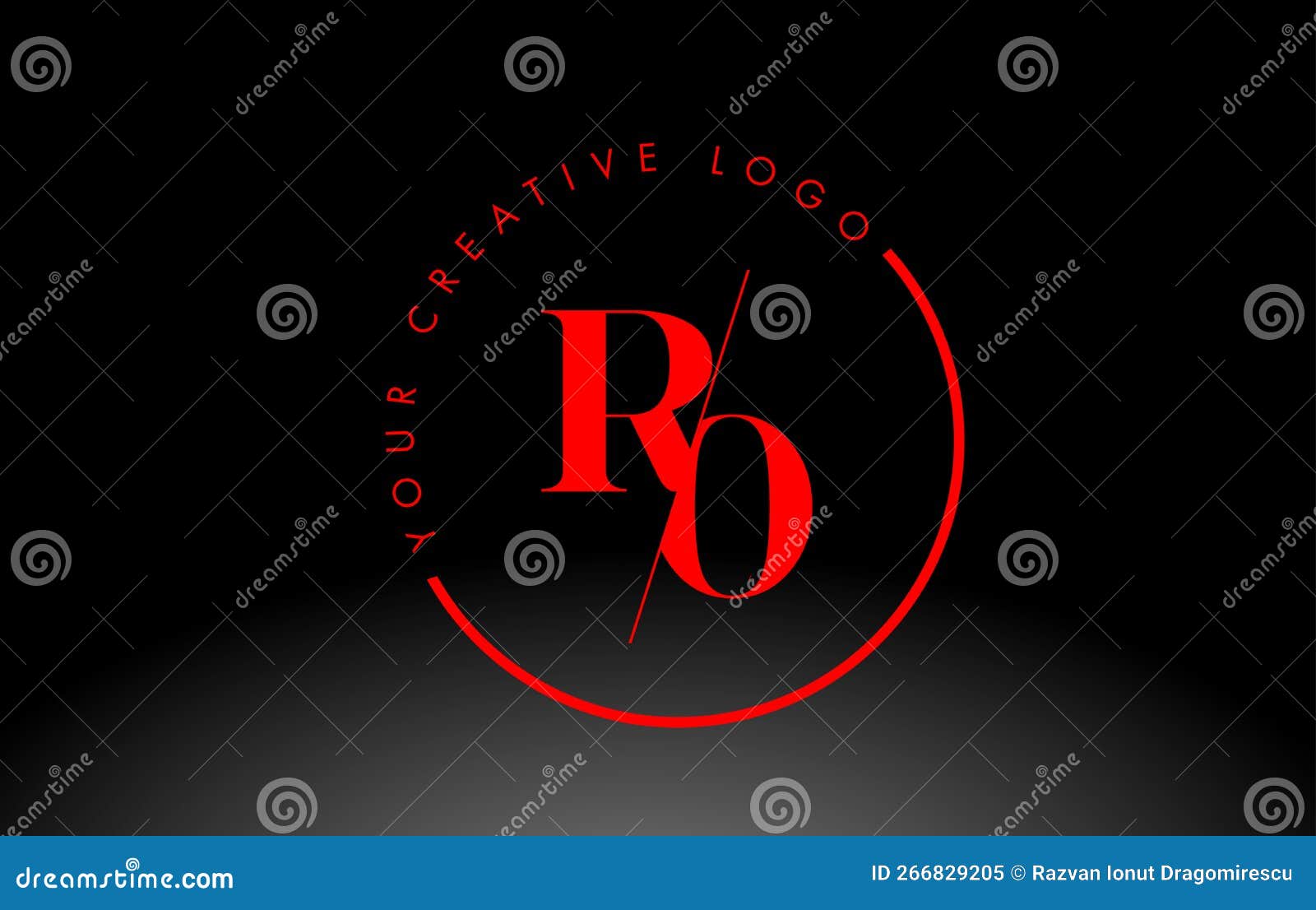 Red RO Serif Letter Logo Design with Creative Intersected Cut Stock ...