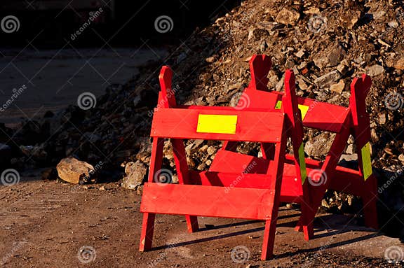 Red Road Construction Signs Stock Image - Image of barrier, sign: 22201847