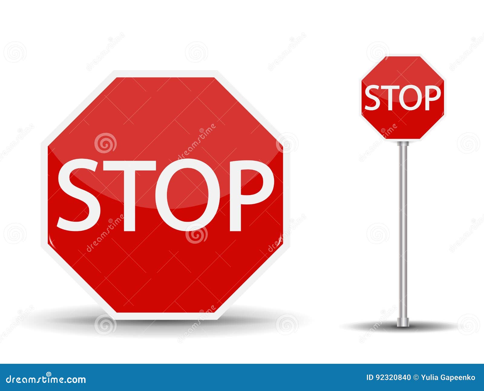 Red Road Sign Stop. Vector Illustration. Stock Vector - Illustration of ...