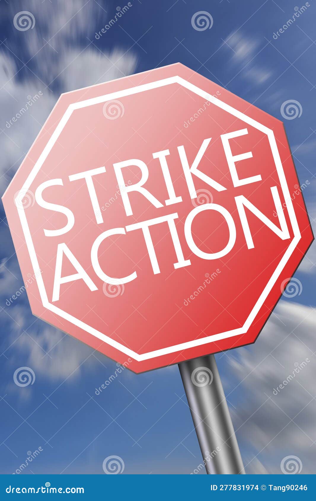 Red Road Sign with Strike Action Word Stock Illustration - Illustration ...