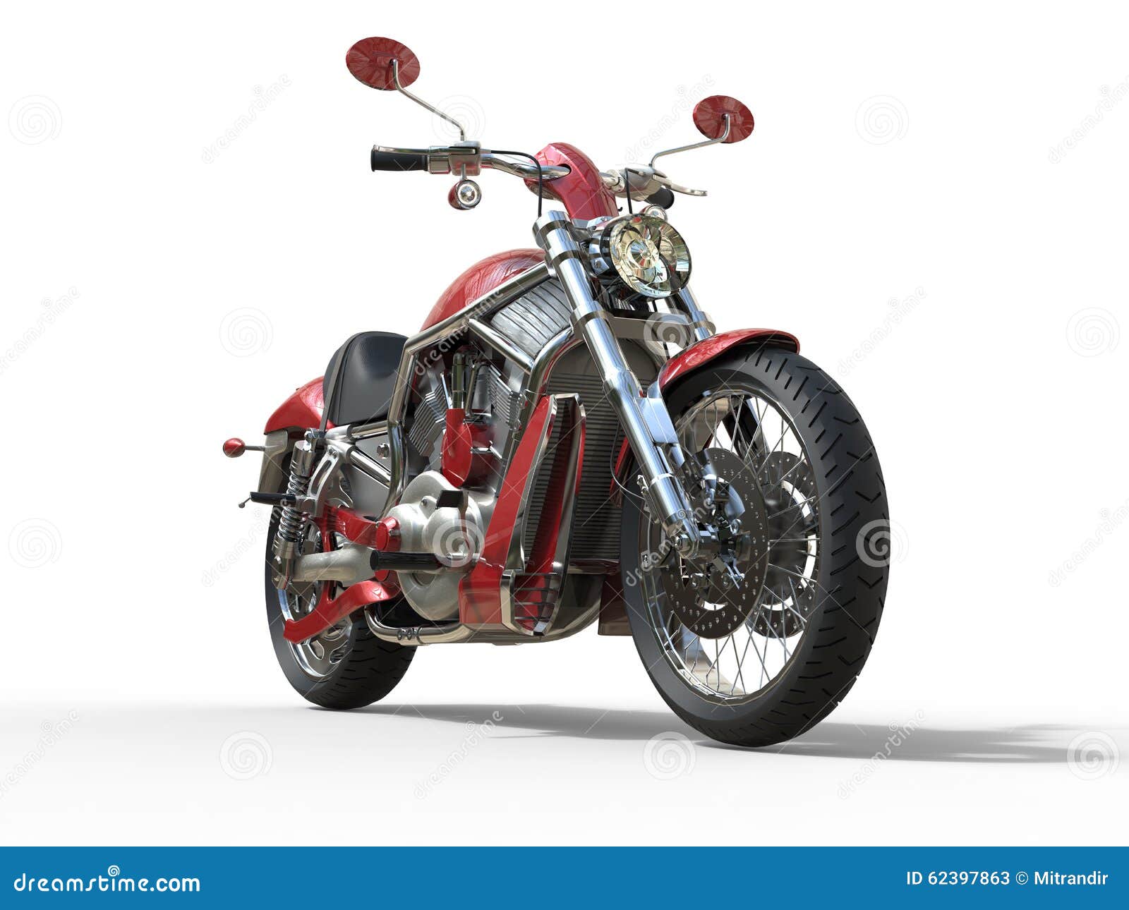 Red Roadster Bike - Front View Stock Image - Image of freedom, extreme ...