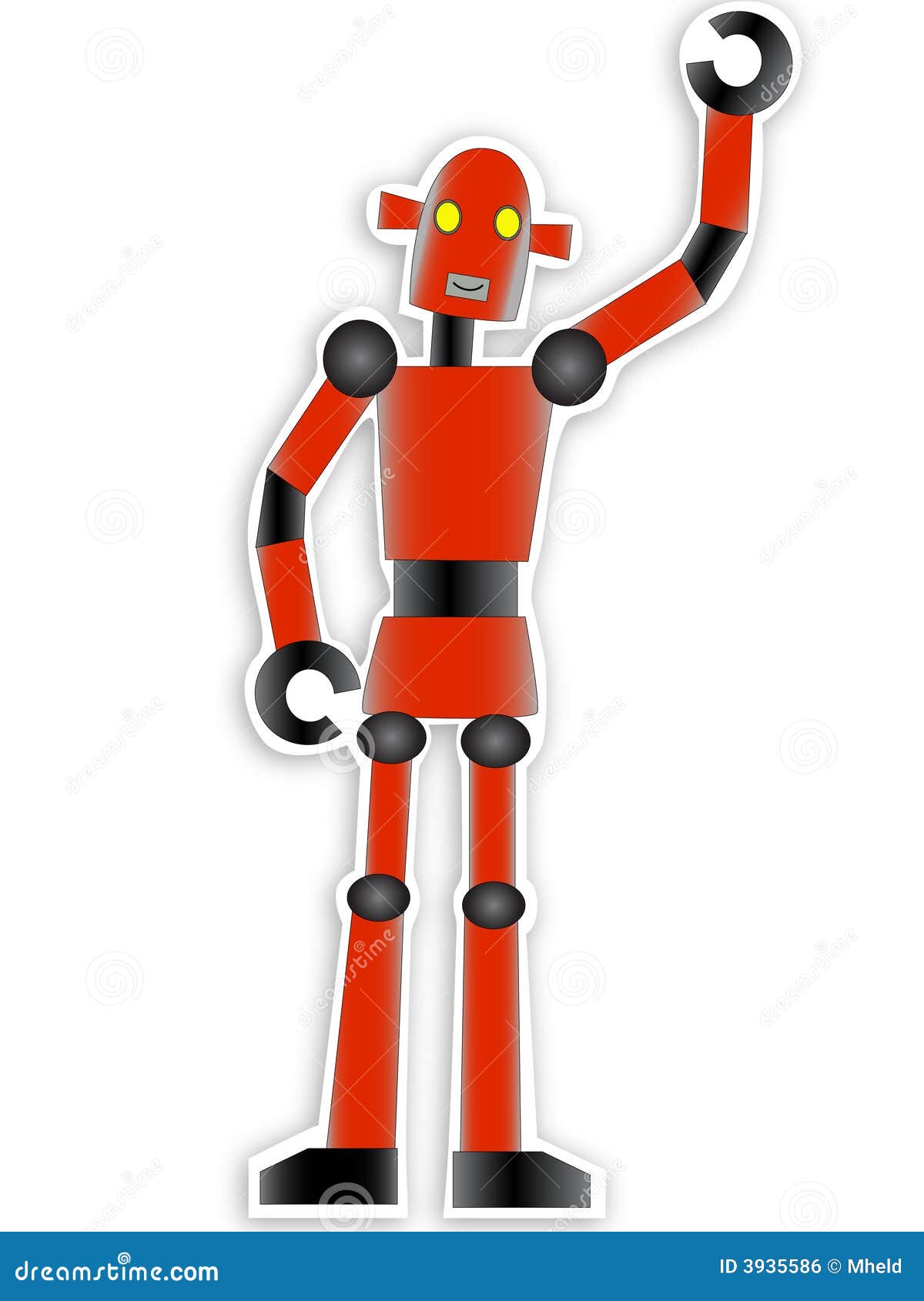 Red Robot stock vector. Illustration of metal, yellow - 3935586