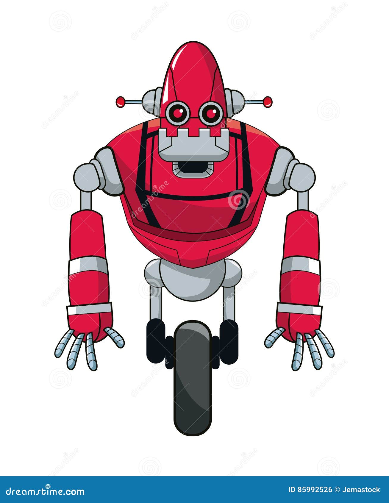 Red Robot Automation with Wheel Stock Vector - Illustration of play ...