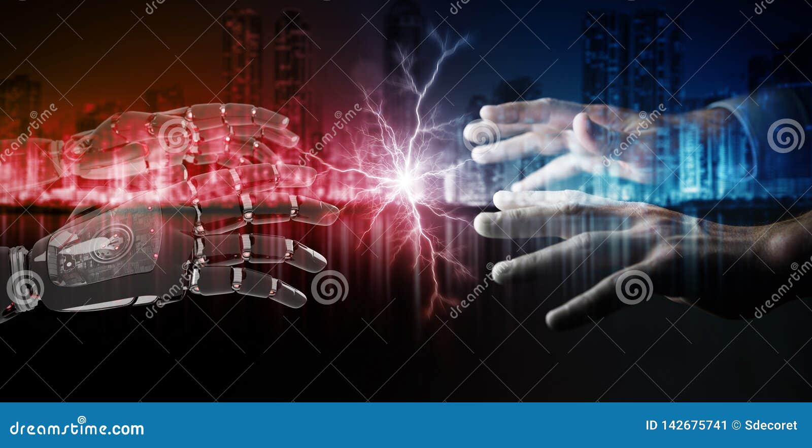 Red Robot Hacking an Electric System 3D Rendering Stock Illustration ...