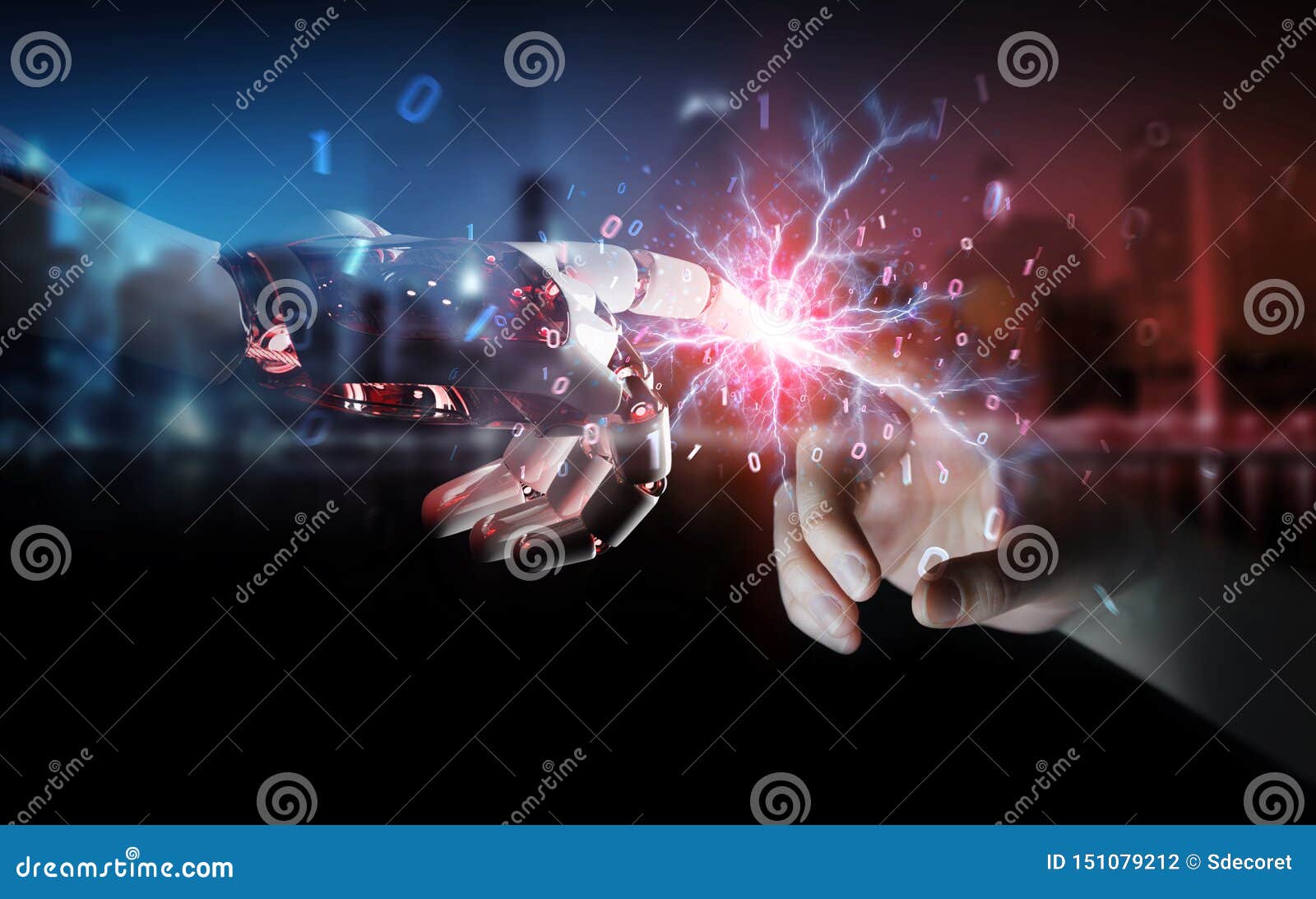 Red Robot Hacking an Electric System 3D Rendering Stock Illustration ...