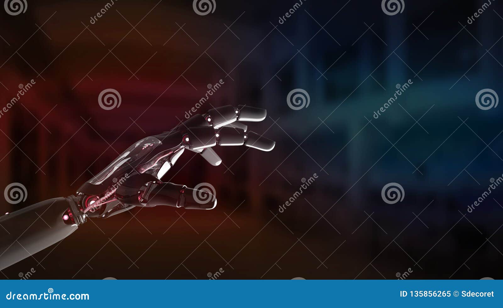 Red Robot Hand Pointing Finger 3D Rendering Stock Illustration ...