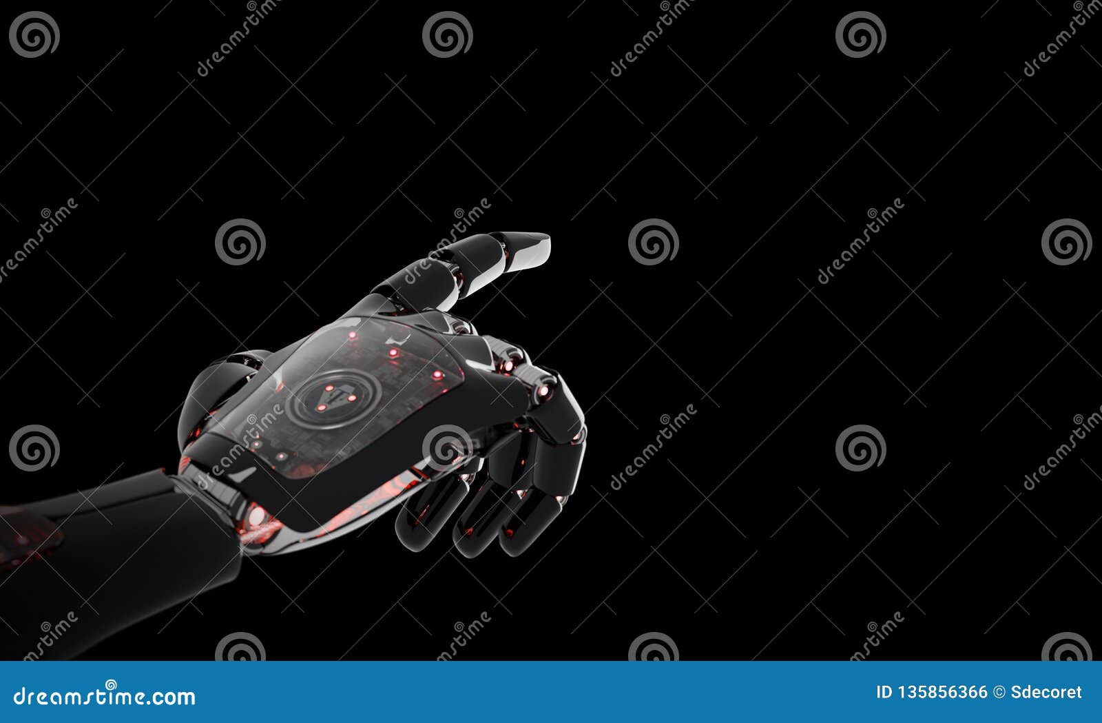 Red Robot Hand Pointing Finger 3D Rendering Stock Illustration ...