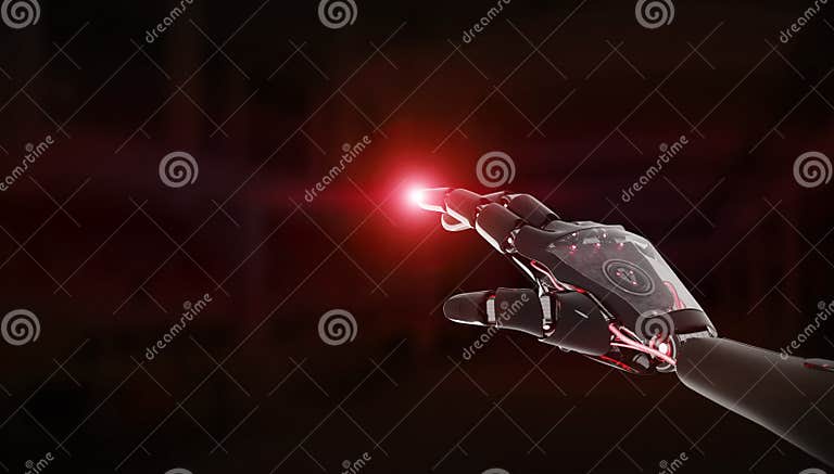 Red Robot Hand Pointing Finger 3D Rendering Stock Illustration ...