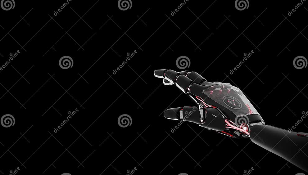 Red Robot Hand Pointing Finger 3D Rendering Stock Illustration ...