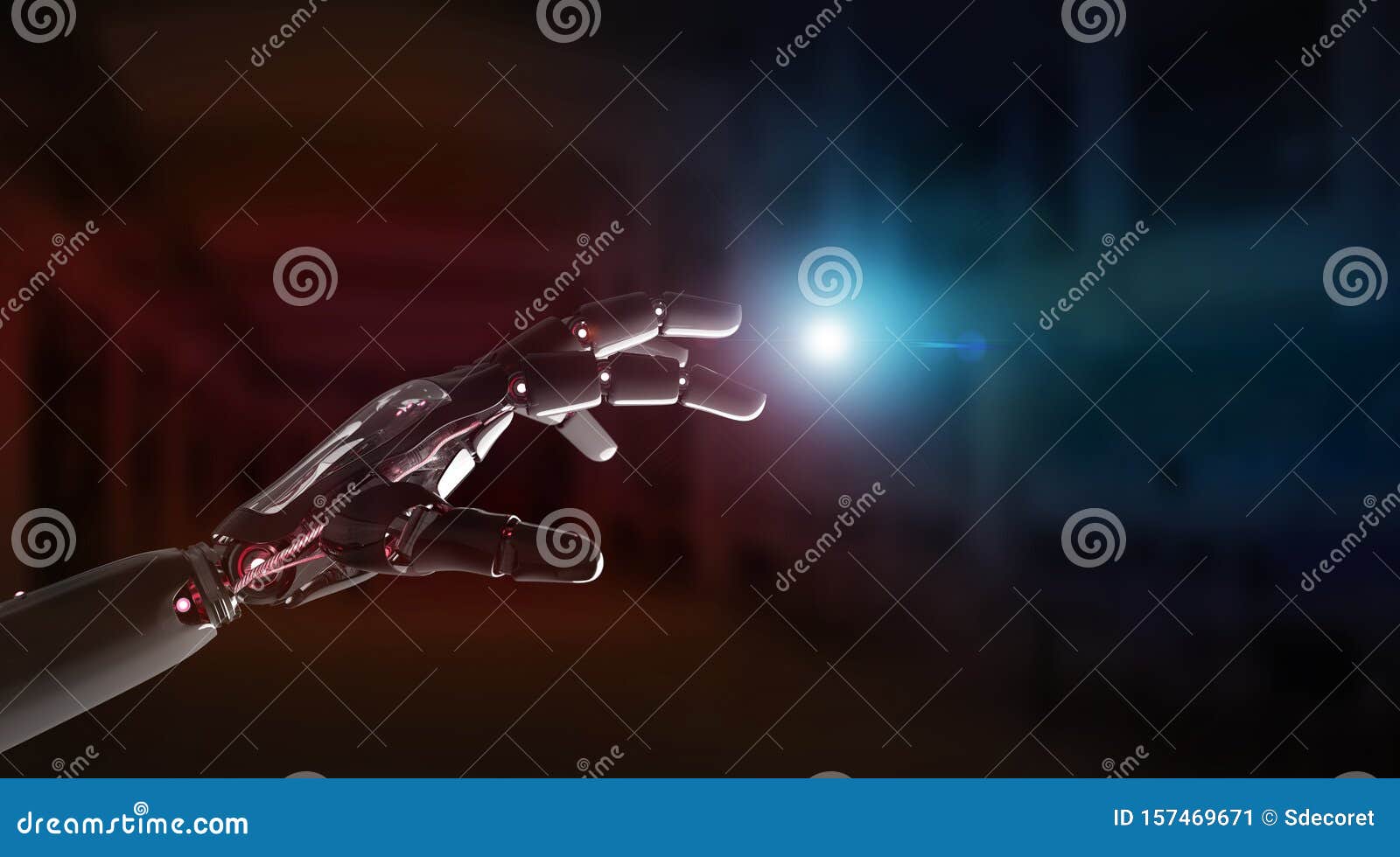 Red Robot Hand Pointing Finger 3D Rendering Stock Illustration ...